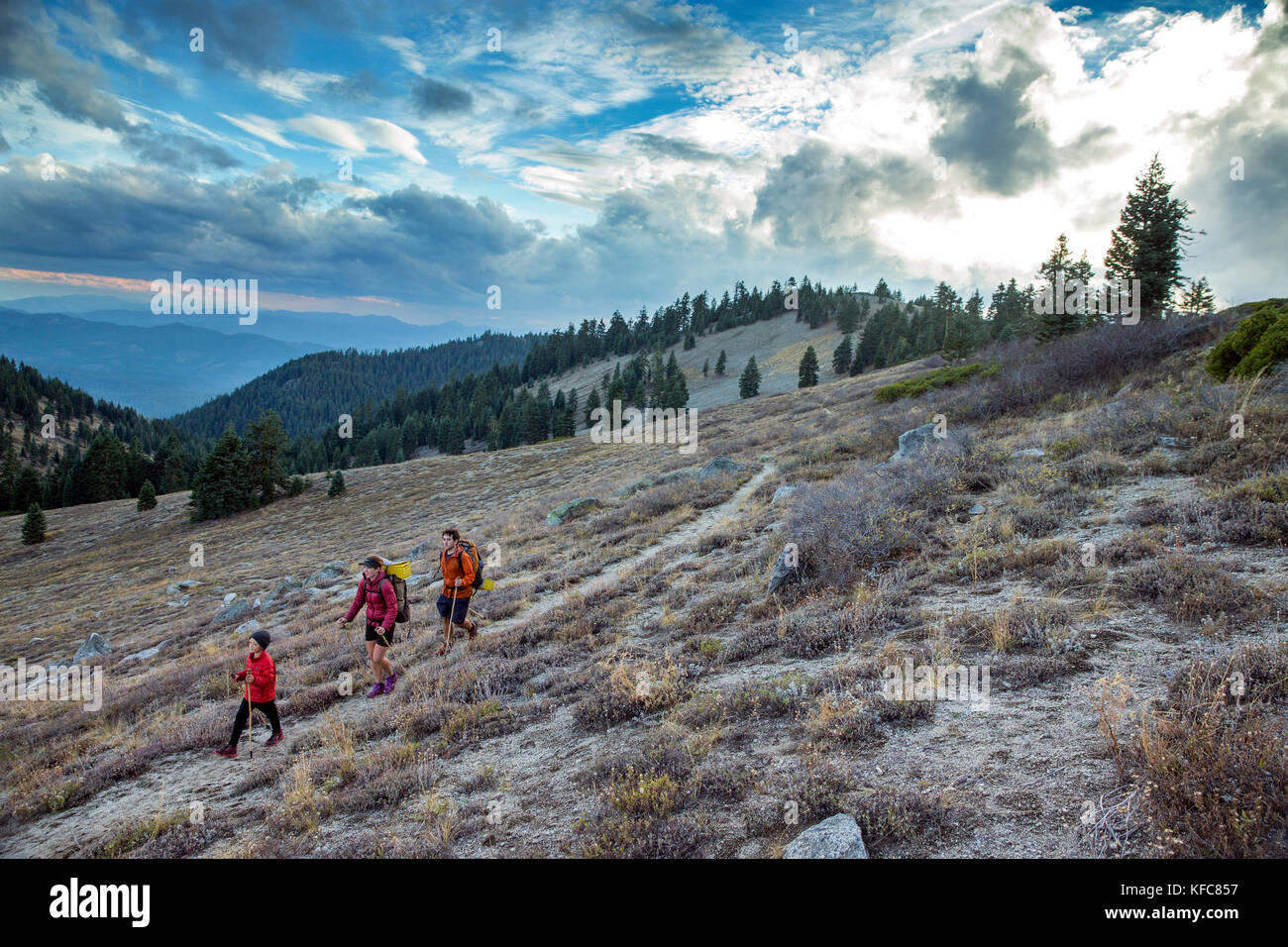 USA, Oregon, Ashland, 6 year old Christian Rego aka Buddy Backpacker ...