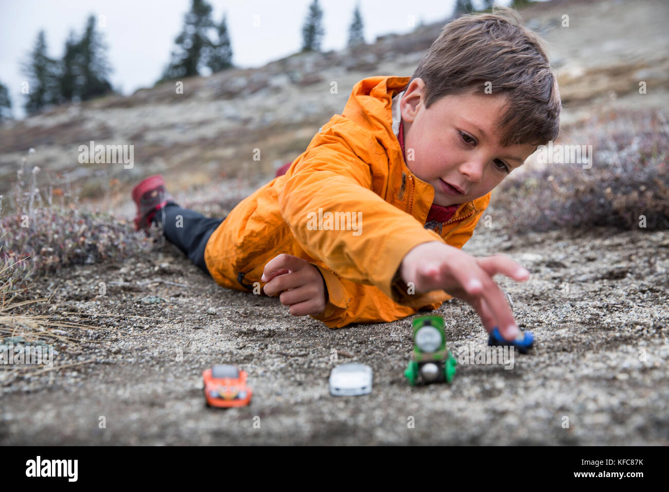 USA, Oregon, Ashland, portrait of 6 year old Christian Rego aka Buddy ...
