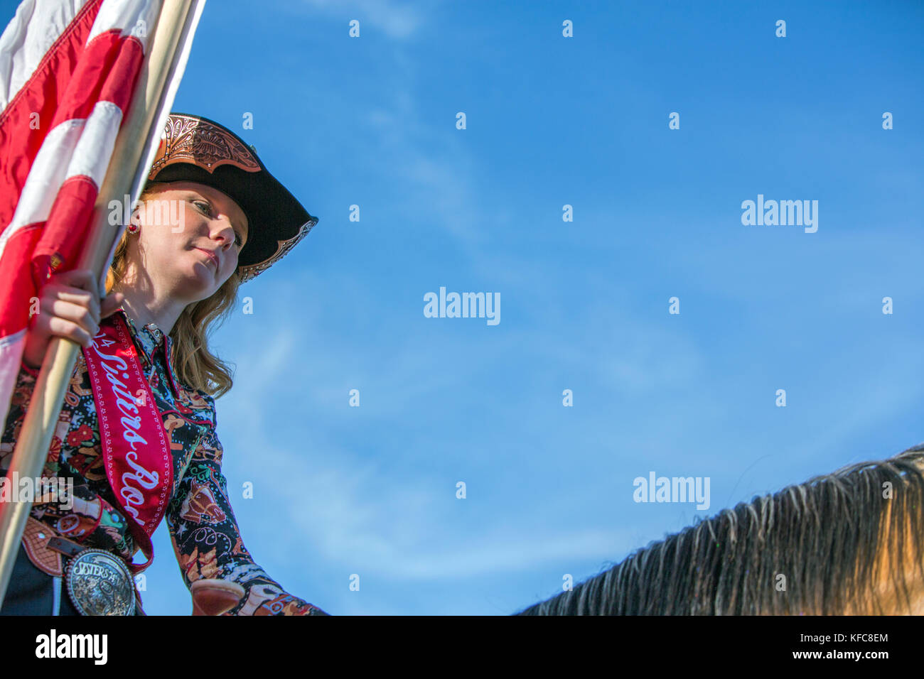 USA, Oregon, Sisters, Sisters Rodeo, during the opening ceremony for ...