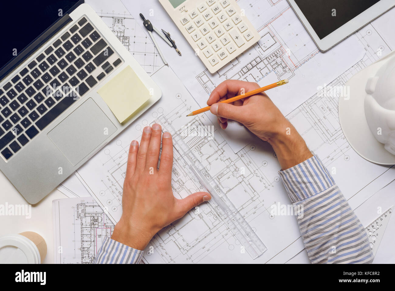 Architect blueprints equipment objects hi-res stock photography and ...