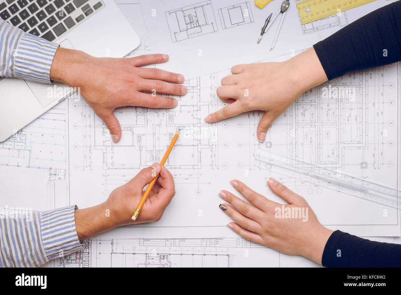 Pencil blueprints architects design hi-res stock photography and images ...