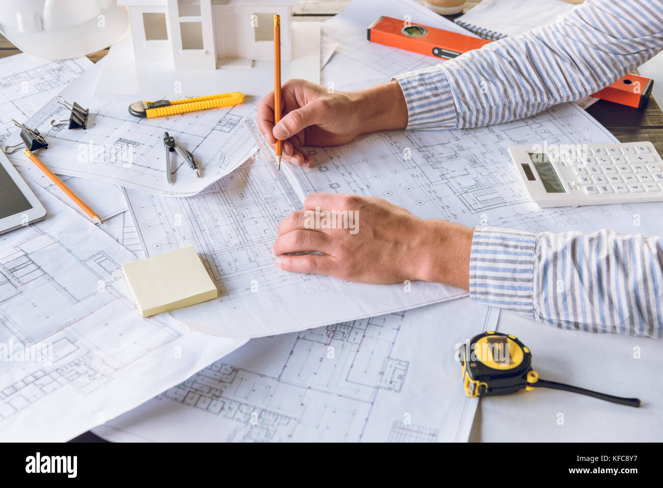 Close up architect workspace hi-res stock photography and images - Alamy