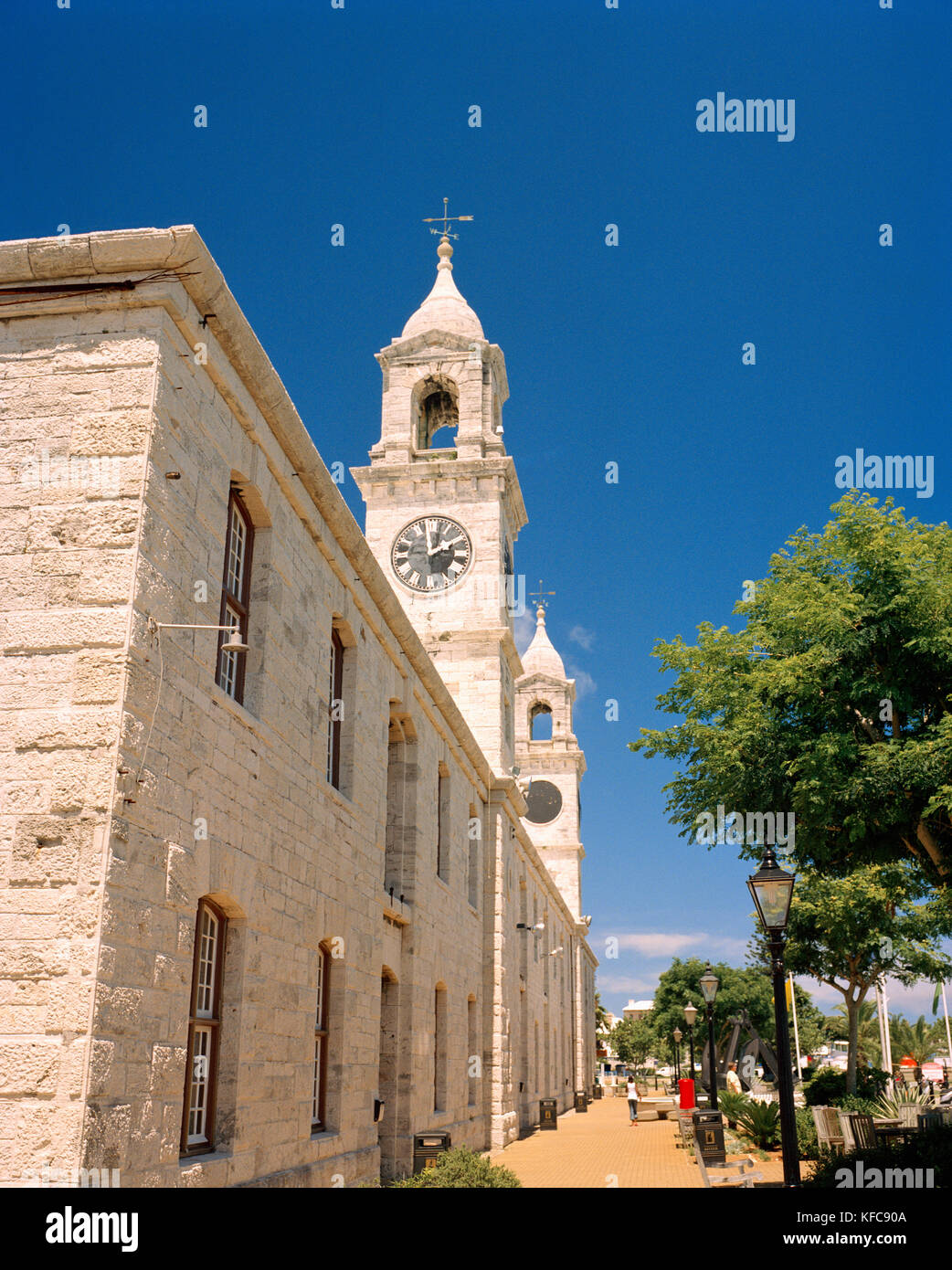 BERMUDA, low angle view of Clock Tower Mall by the Royal Navy Dockyard ...