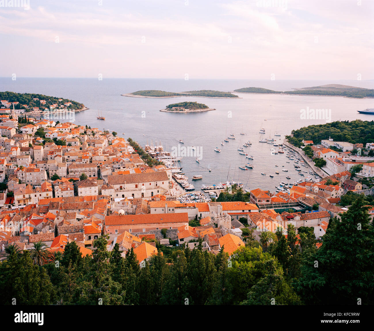 CROATIA, Hvar, Dalmatian Coast, high angle view of Hvar Stock Photo - Alamy