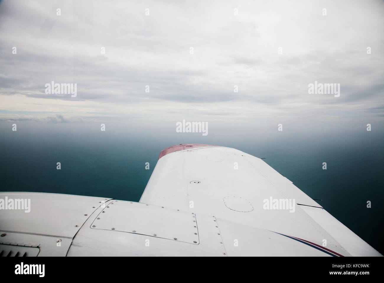 EXUMA, Bahamas. A view of the Atlantic Ocean from a prop plane enroute ...