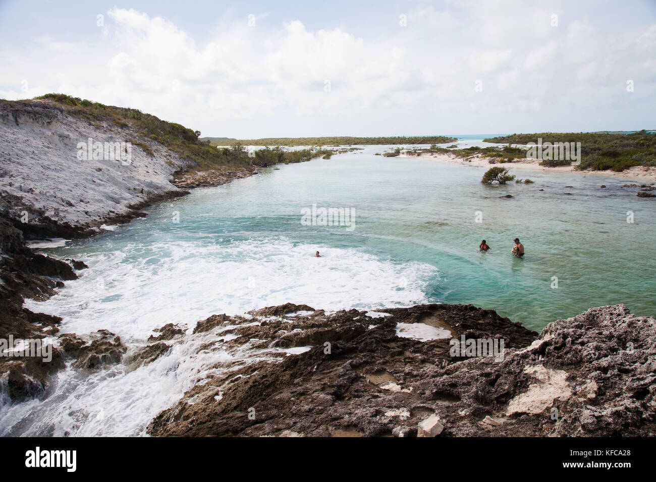 EXUMA, Bahamas. Rachel's Bubble Bath, a swimming hole on Compass Cay ...