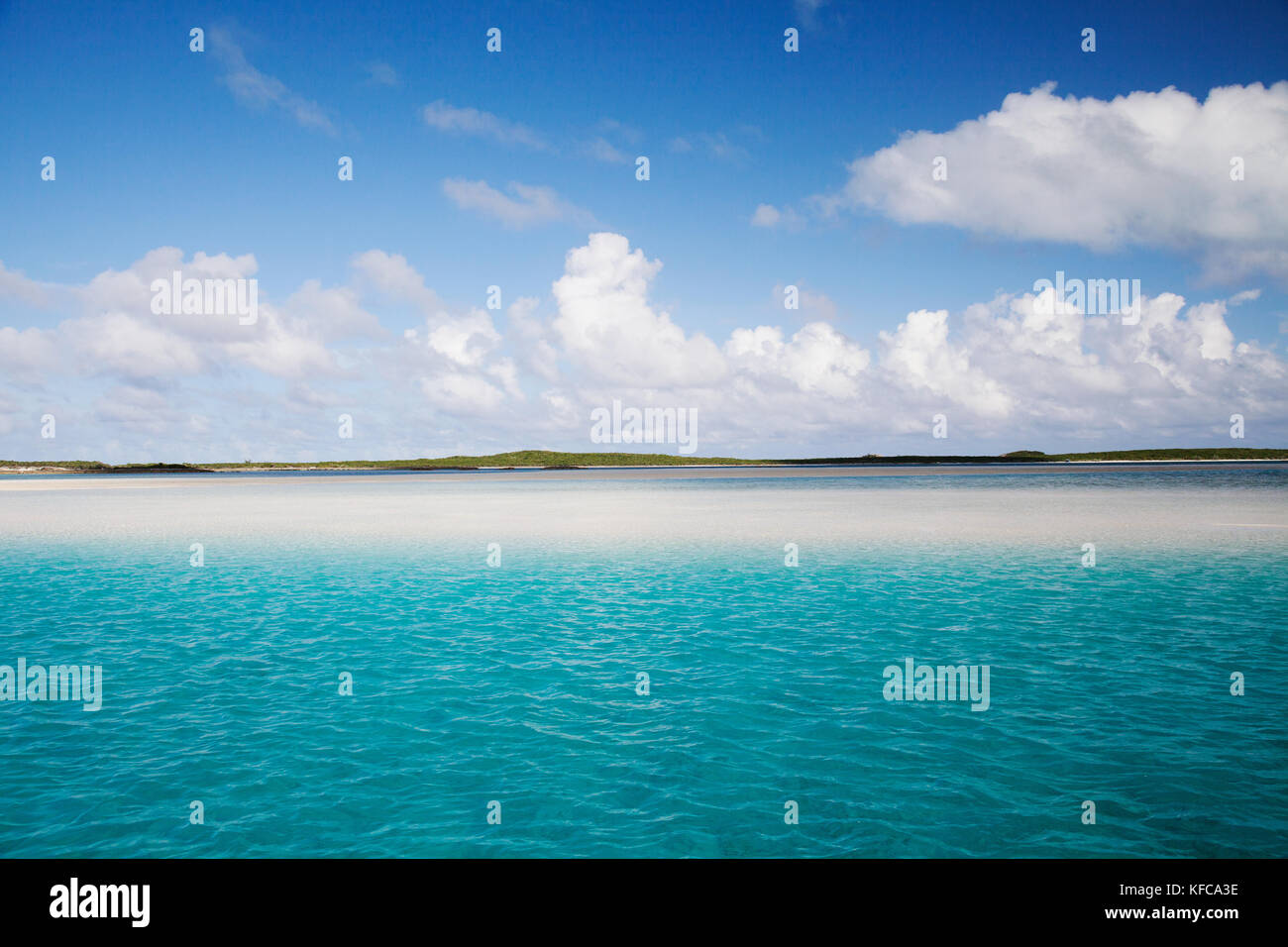 EXUMA, Bahamas. A view of the water and an island during a boat ...