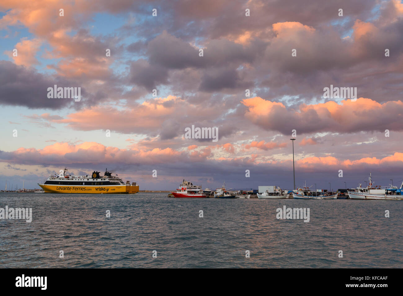 Colorful sunset sky over Zakynthos harbour, Greece Stock Photo - Alamy