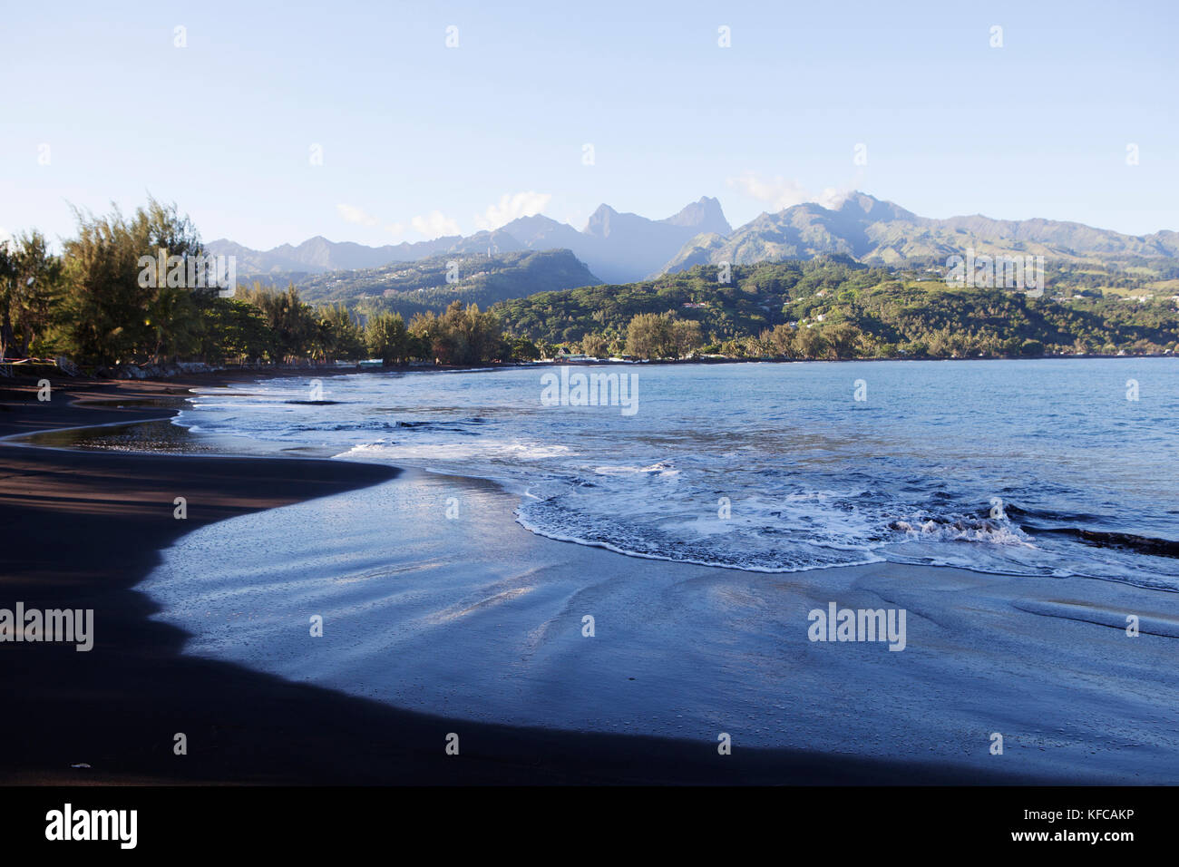 FRENCH POLYNESIA, Tahiti. Black Sand Beach Stock Photo - Alamy