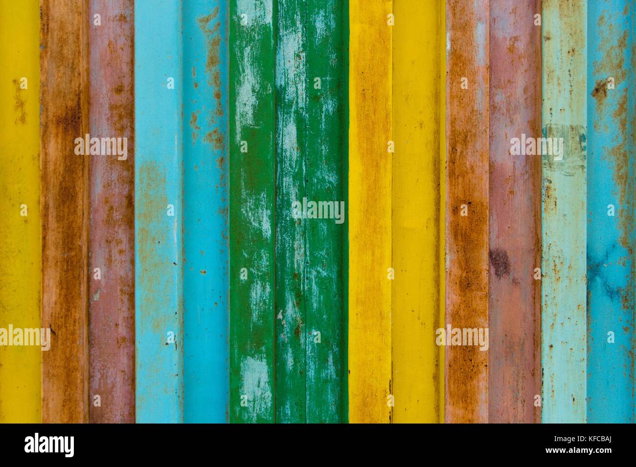 The surface of durable iron is painted with paint in different colors ...