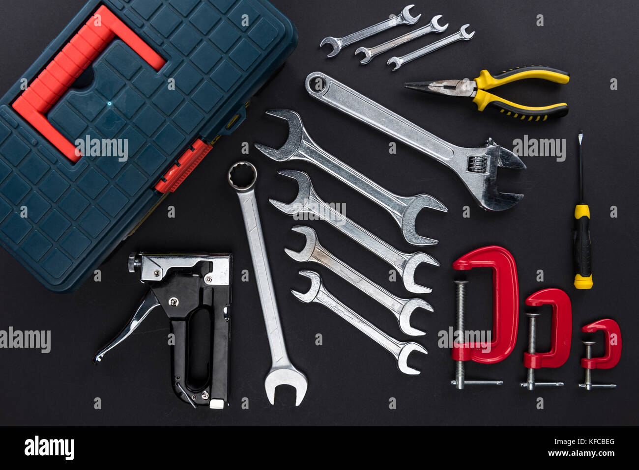 toolbox and reparement tools Stock Photo - Alamy
