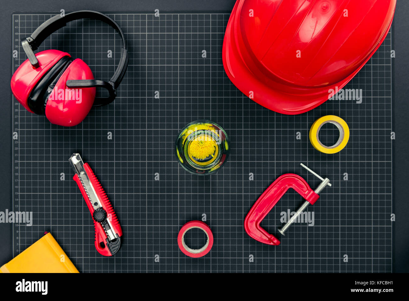 Construction equipment on graph paper Stock Photo - Alamy