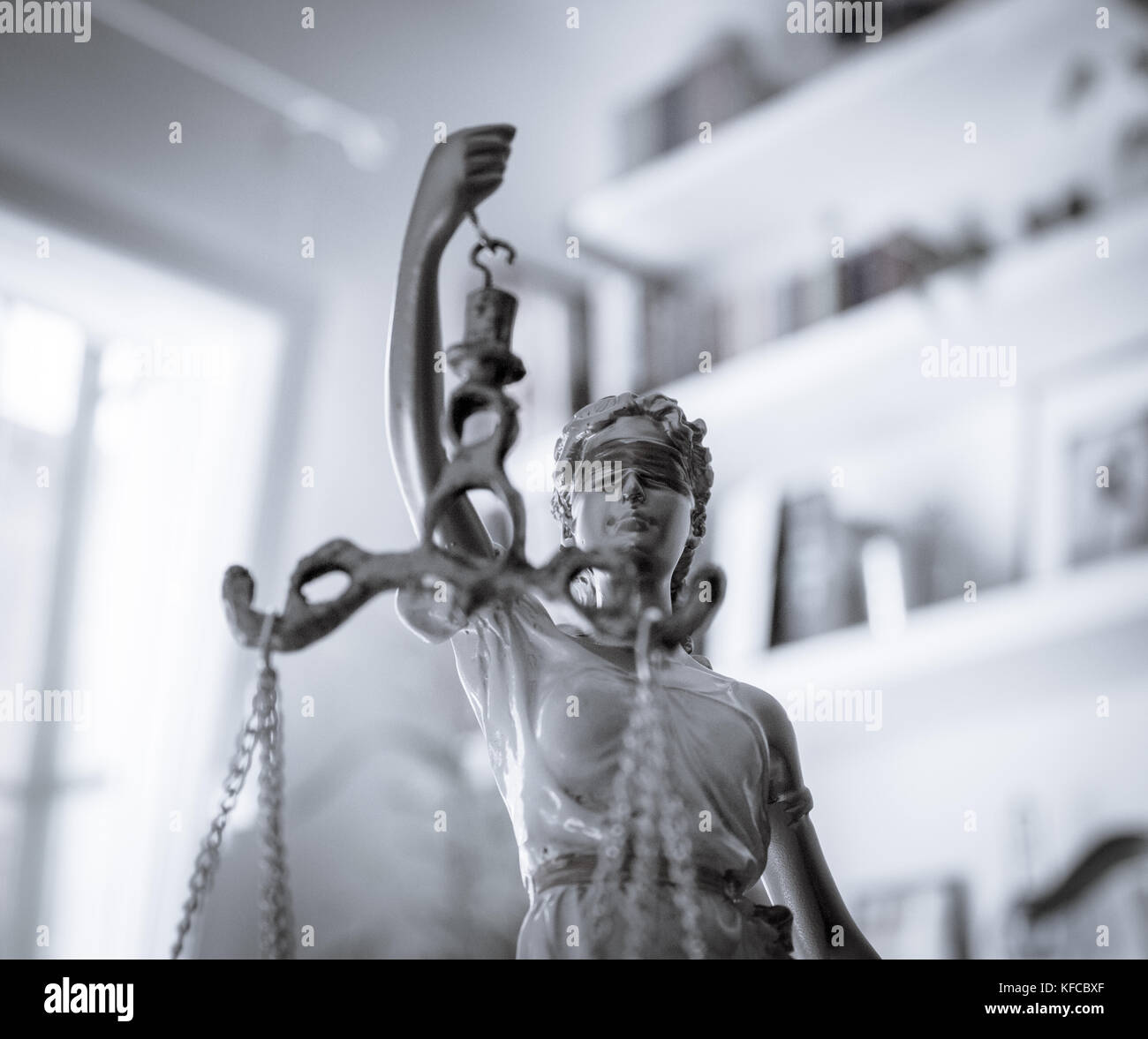 White female statue symbol of justice Themis. This figure has not ...