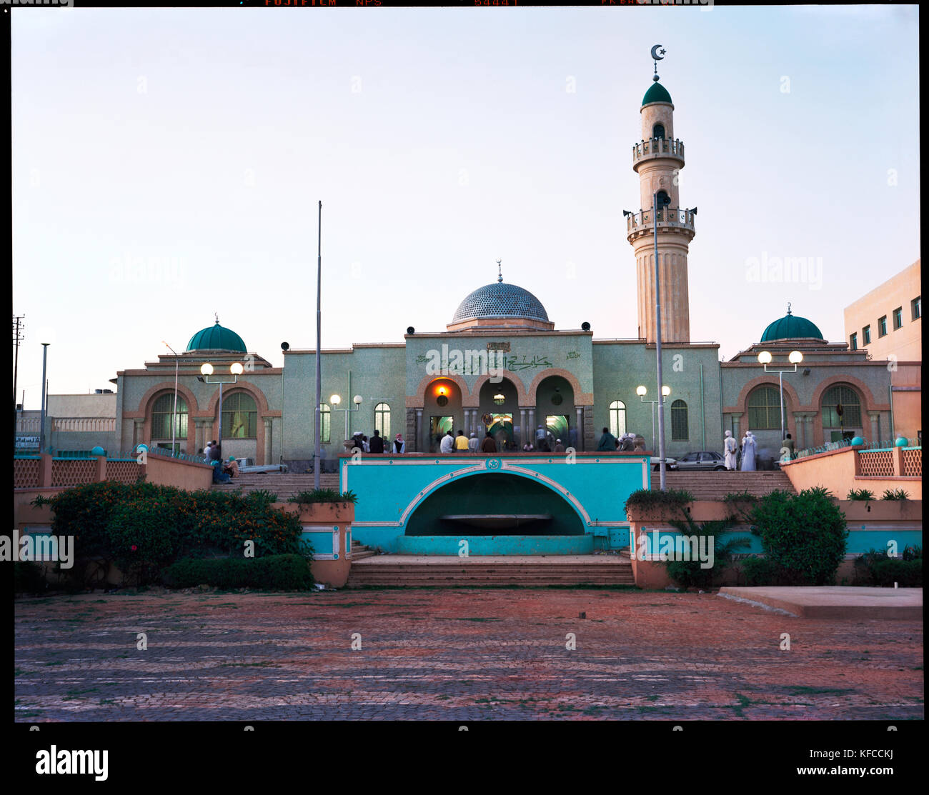 ERITREA, Asmara, people gathered in front of a mosque at the end of the ...