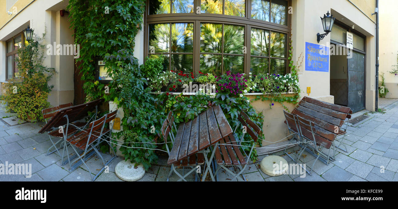 Sidewalk Restaurant table and Chairs chained together Germany Europe ...