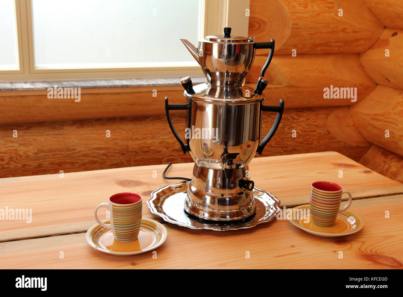 Composition with samovar / The samovar is on the table Stock Photo - Alamy
