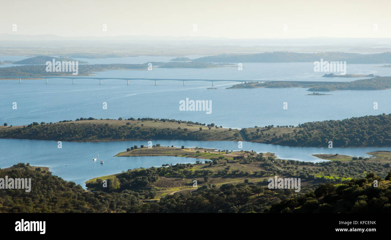 Alqueva dam, the largest artificial lake in Western Europe. Alentejo ...
