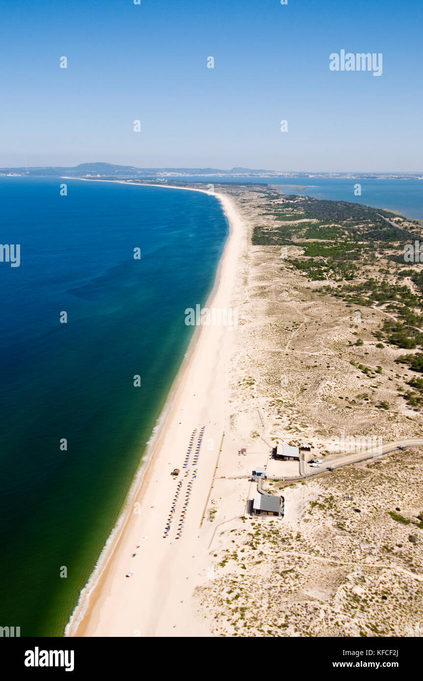 Aerial view of beaches along the Alentejo coastline. Comporta, Portugal ...