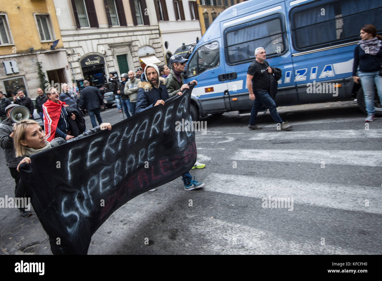 Rome, Italy October 27,2017 Labor unions general strike in Rome, Italy ...