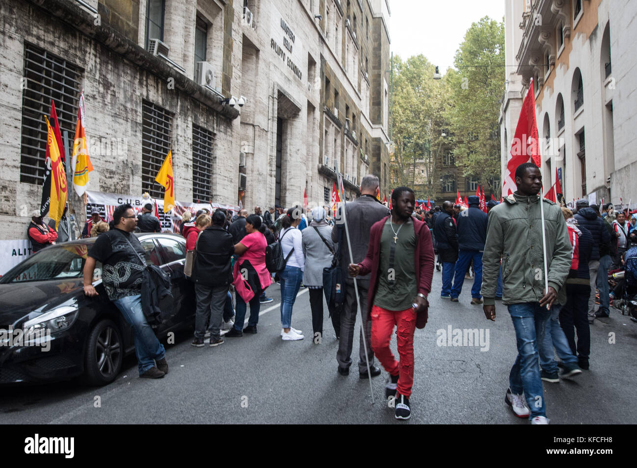 Rome, Italy October 27,2017 Labor unions general strike in Rome, Italy ...