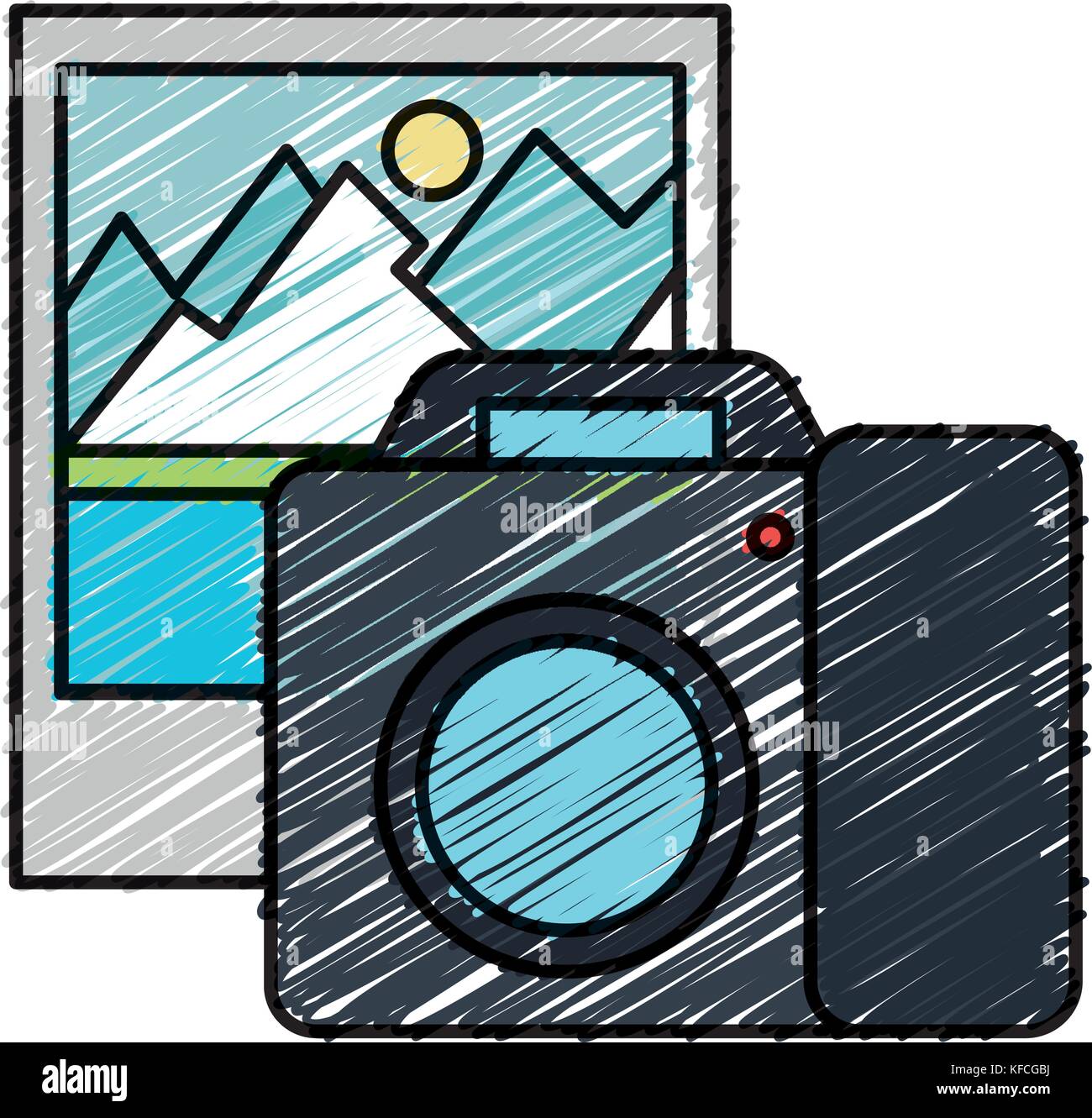 camera photographic with landscape picture vector illustration design ...
