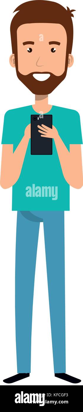 man chatting with smartphone vector illustration design Stock Vector ...