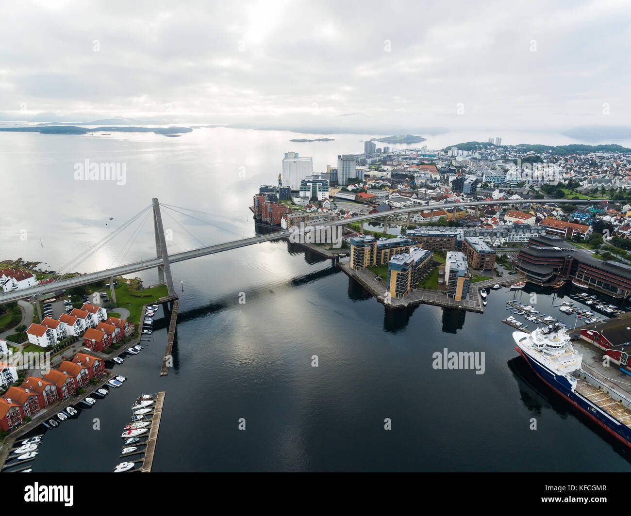 Aerial view of the Stavanger City Bridge at morning Stock Photo - Alamy