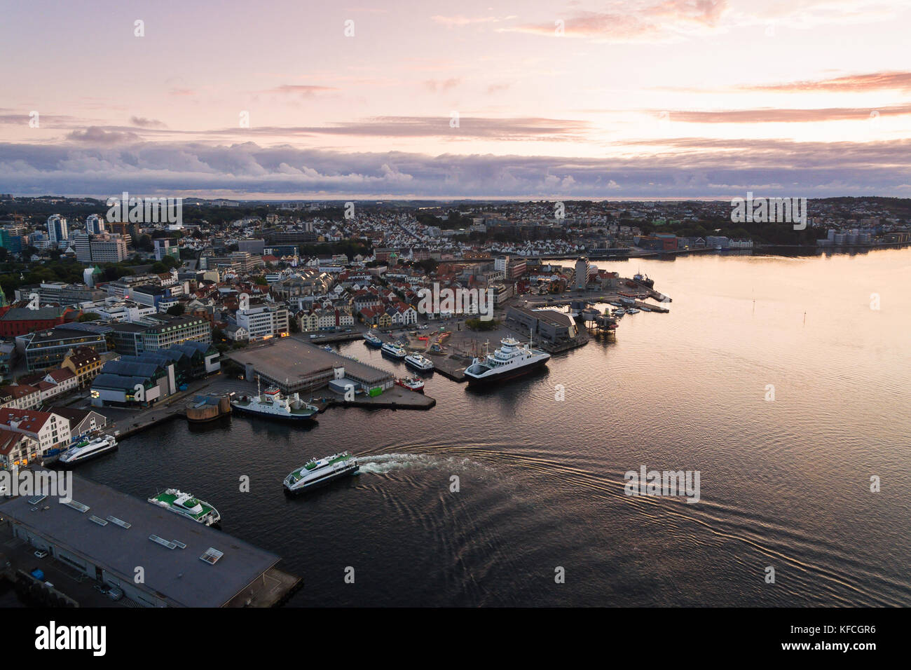 Evening cityscape of Stavanger, aerial view Stock Photo - Alamy