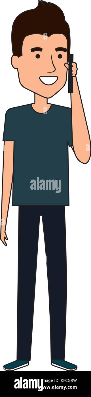 man calling with smartphone vector illustration design Stock Vector ...