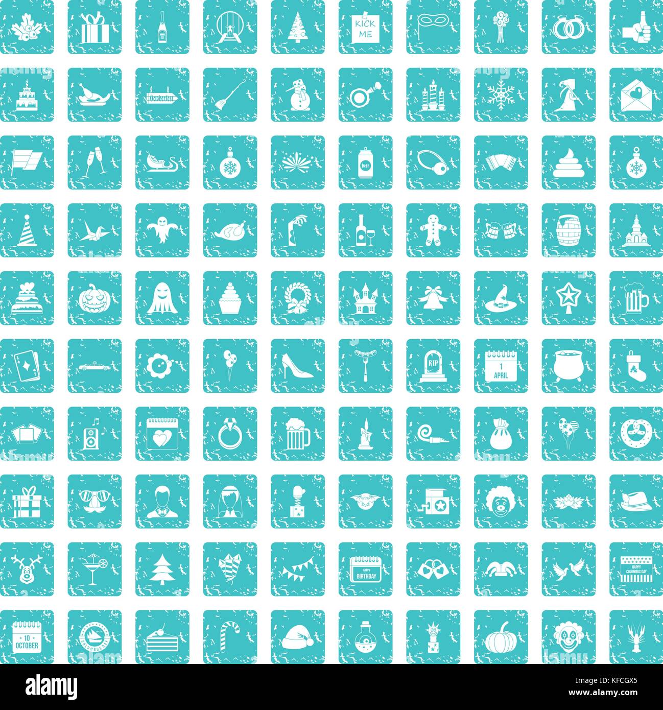 100 holidays icons set grunge blue Stock Vector Image & Art - Alamy