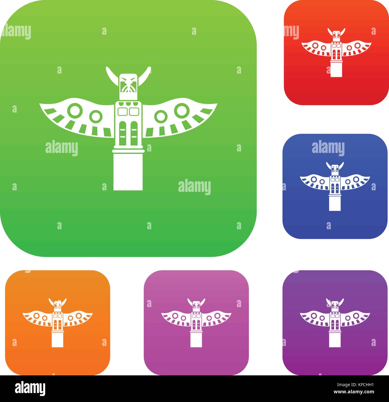 Traditional religious totem pole set color collection Stock Vector ...
