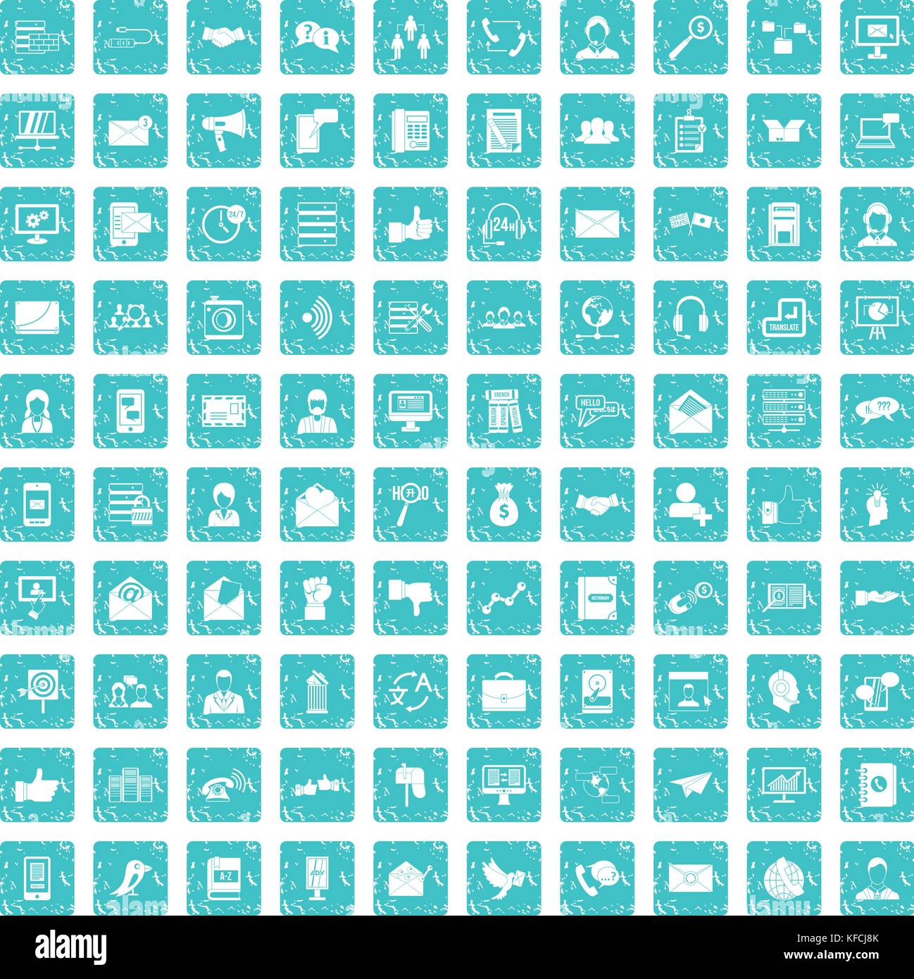 100 interaction icons set grunge blue Stock Vector Image & Art - Alamy