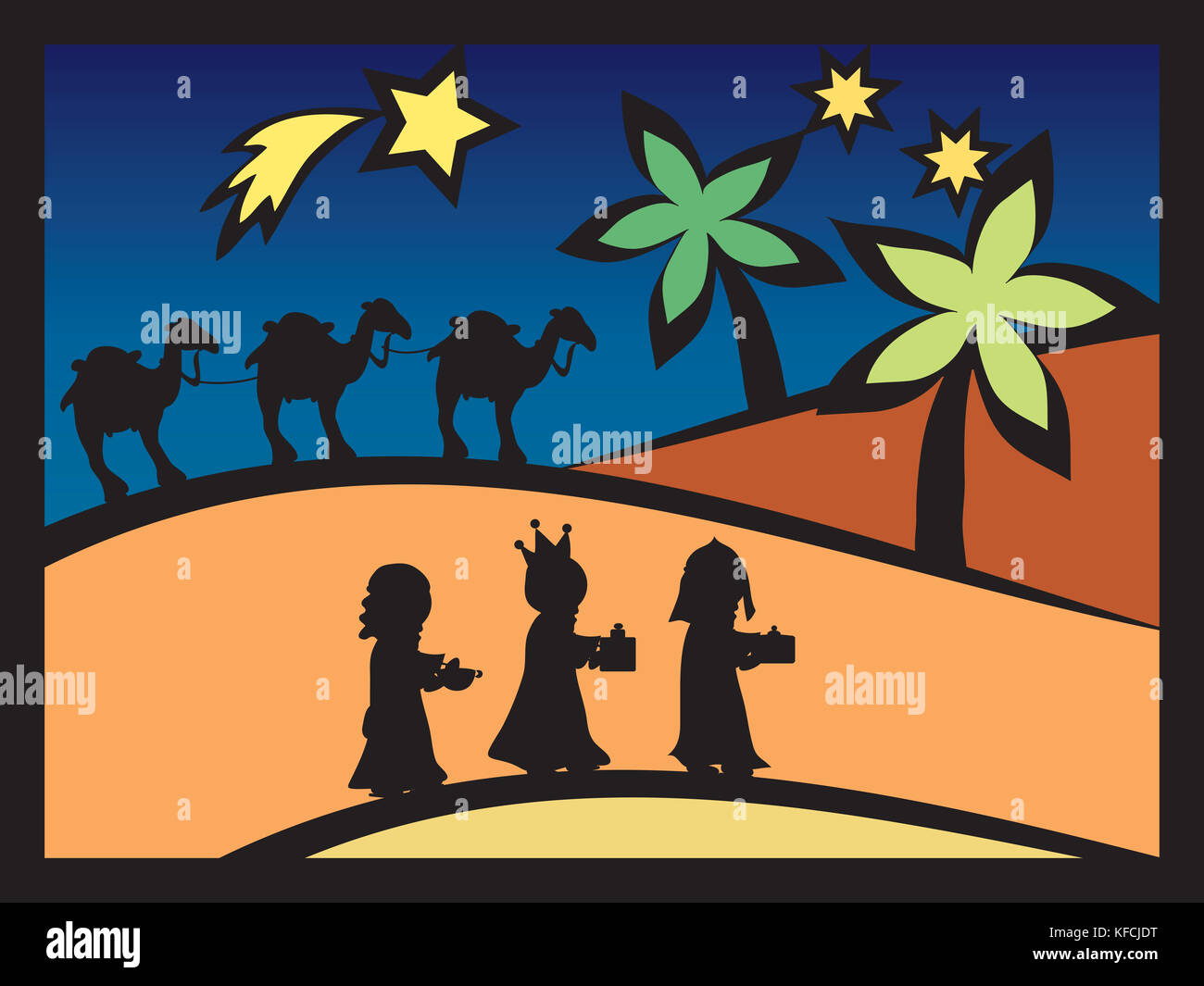 christmas scene with three kings Stock Photo - Alamy