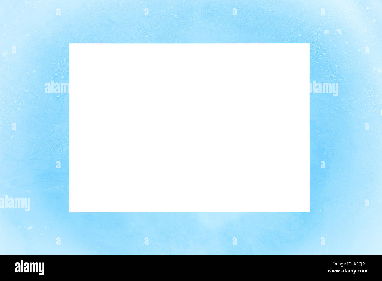 blank white card on blue ice background Stock Photo - Alamy