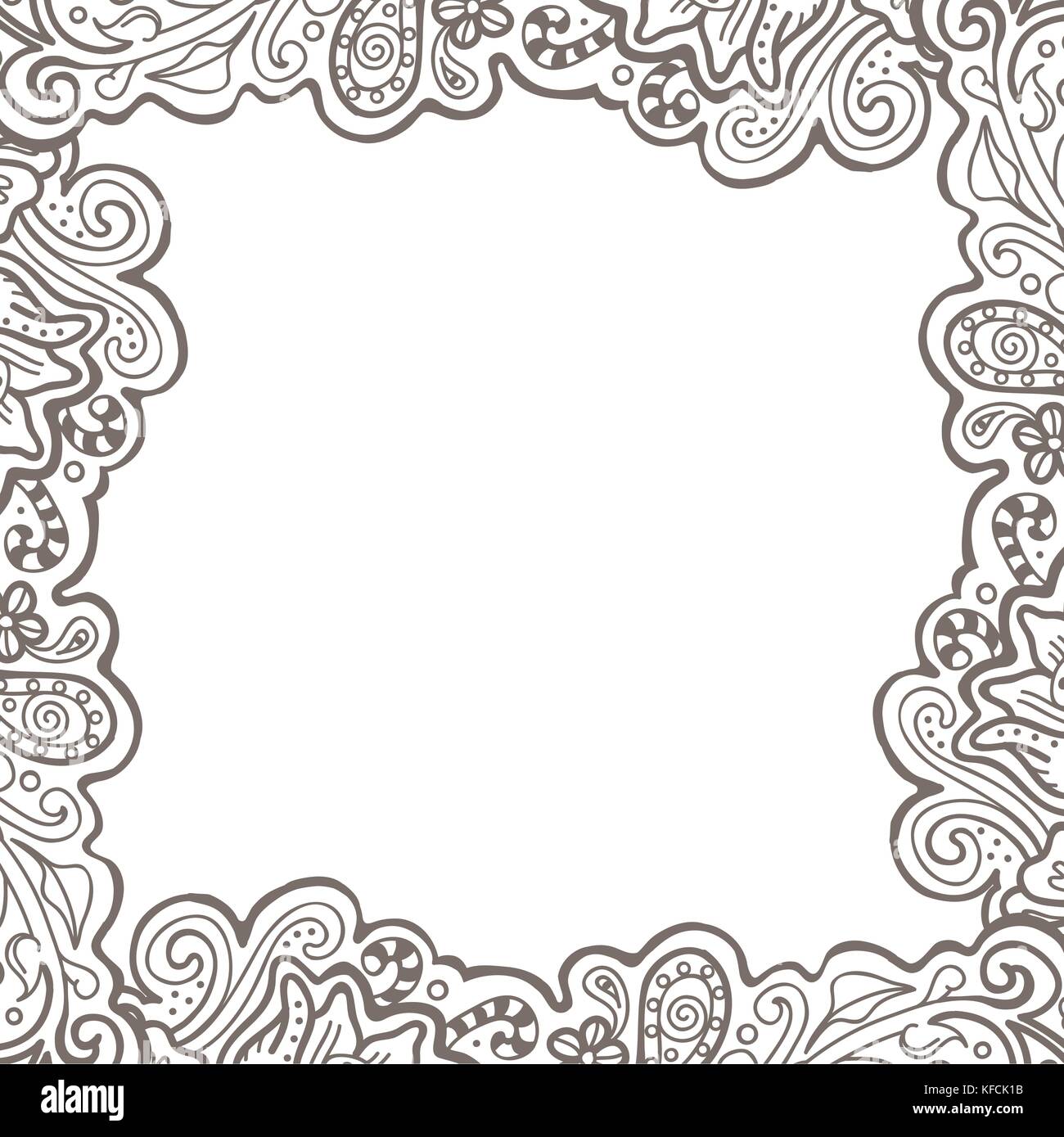 Vector floral abstract frame isolated on white background, scrapbooking ...