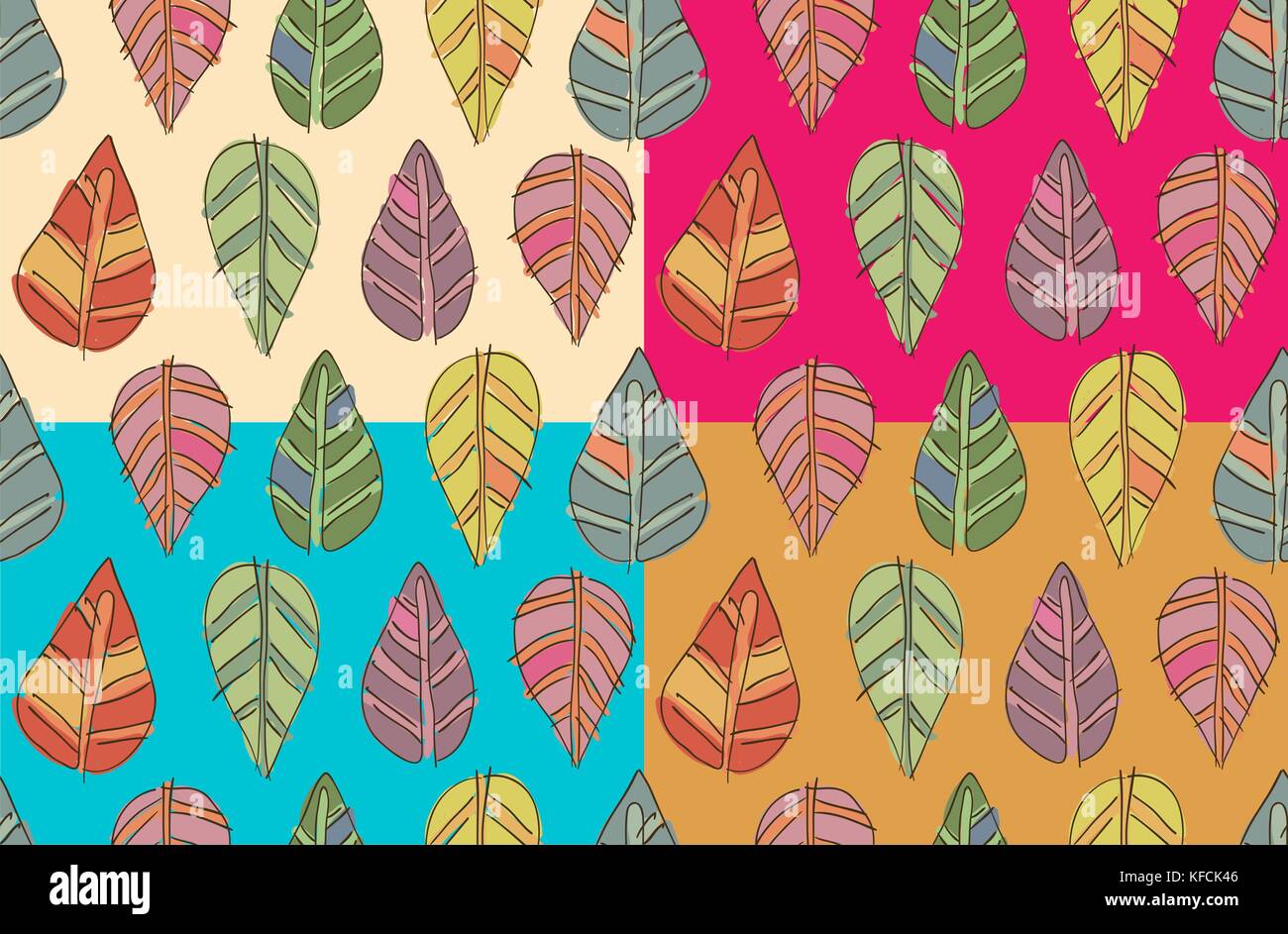 funny seasonal seamless leaf vector textures set Stock Vector Image ...