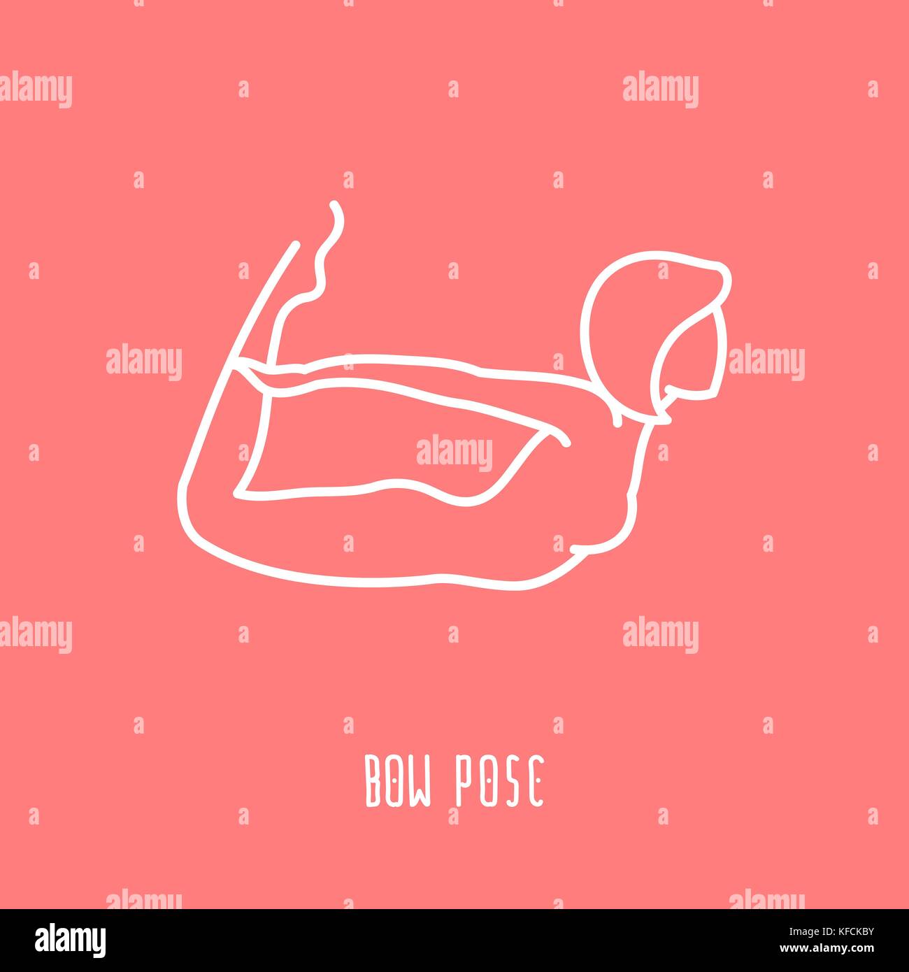 Yoga pose flat line icon, simple sign of woman in bow pose, white ...
