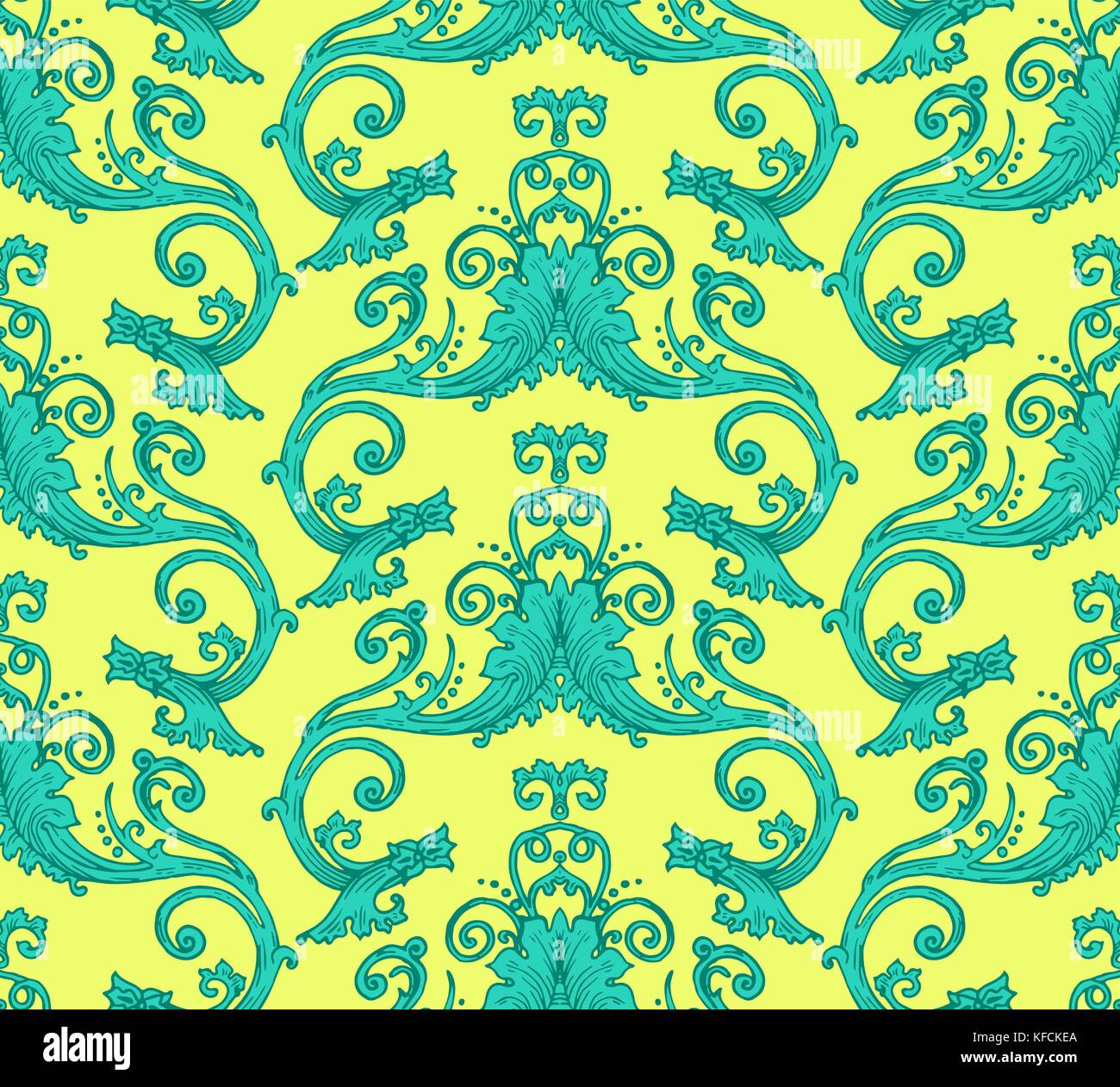 Bright vector antique victorian seamless pattern, made of floral retro ...