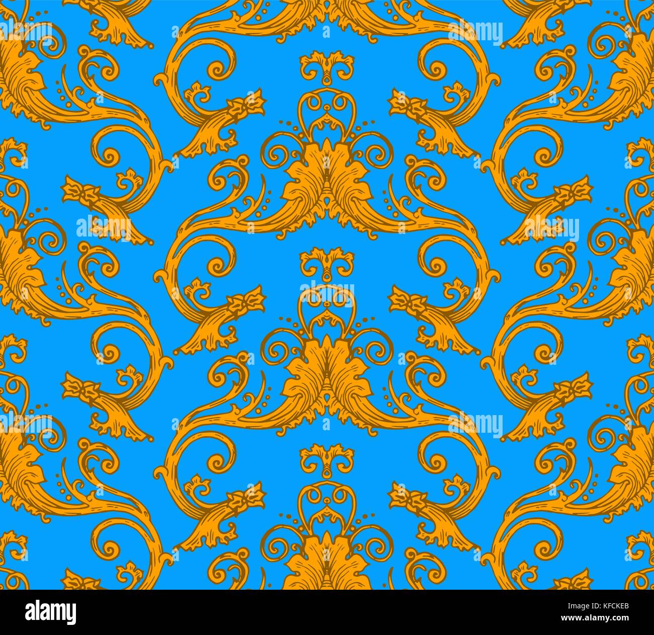 Bright vector antique victorian seamless pattern, made of floral retro ...