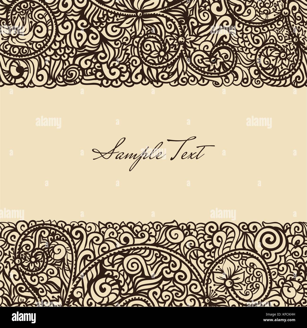 floral retro ink drawing card template Stock Vector Image & Art - Alamy