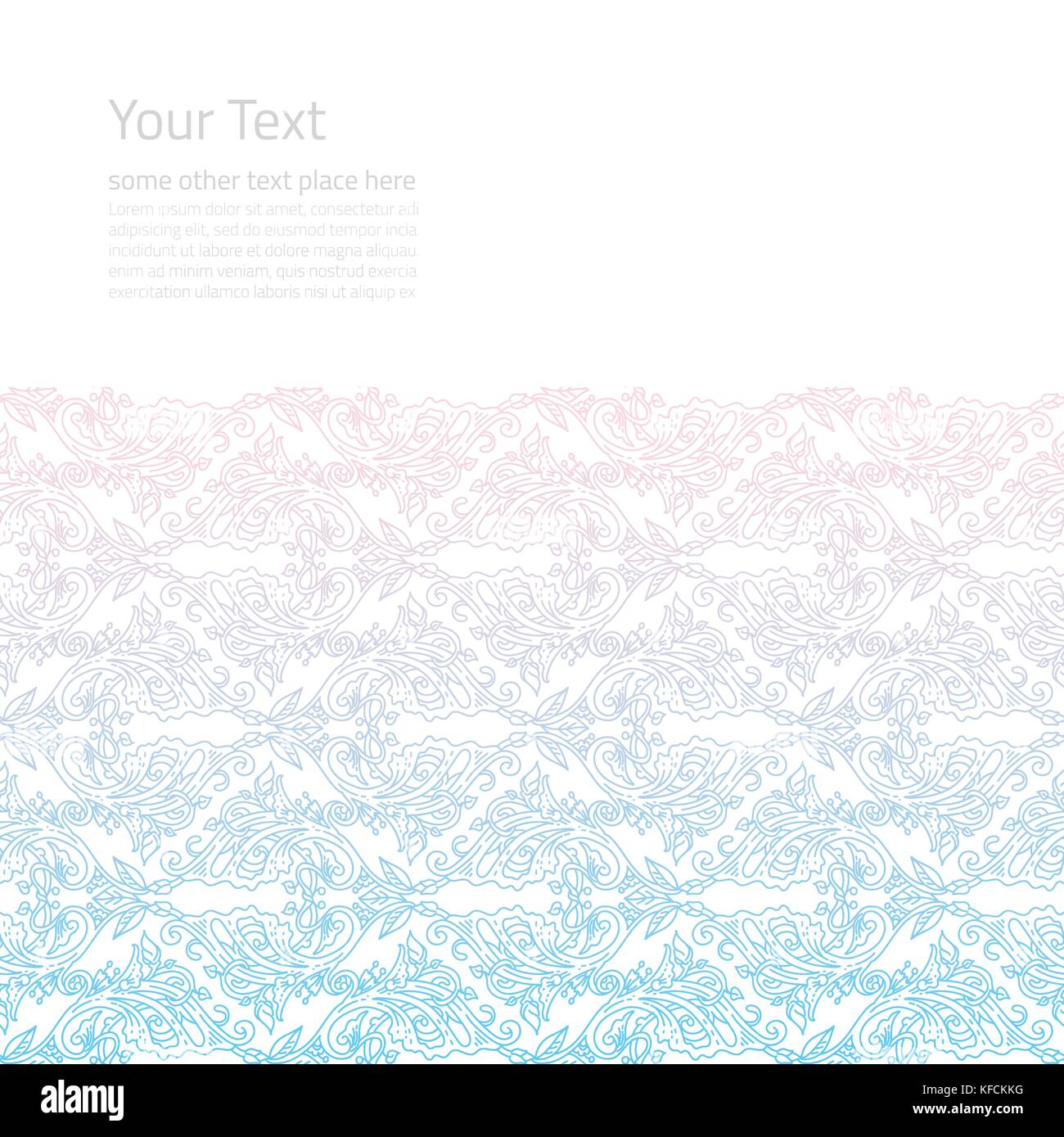 Vector ornate border boho background with copy space isolated on white ...