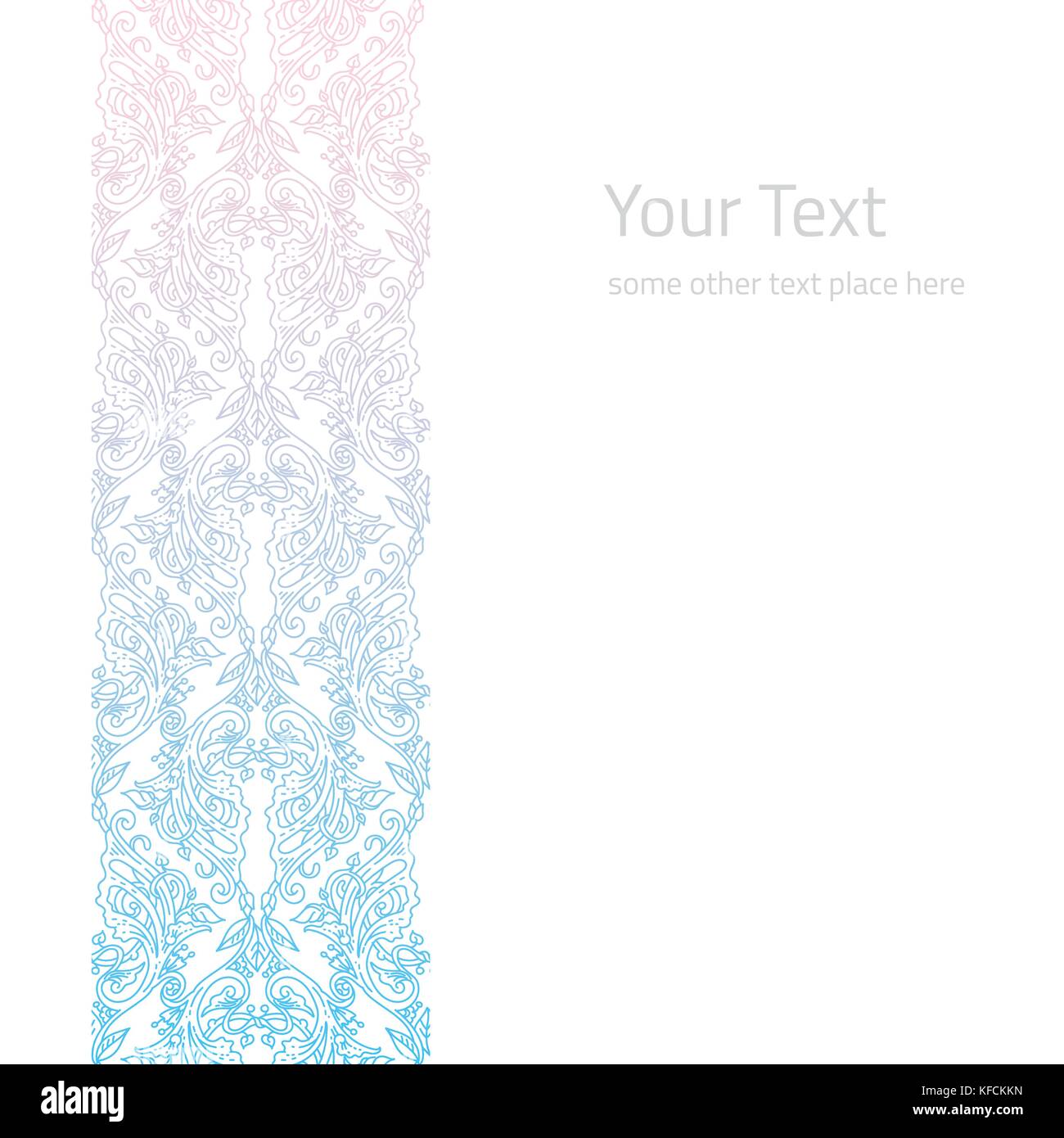 Vector ornate border boho background with copy space isolated on white ...