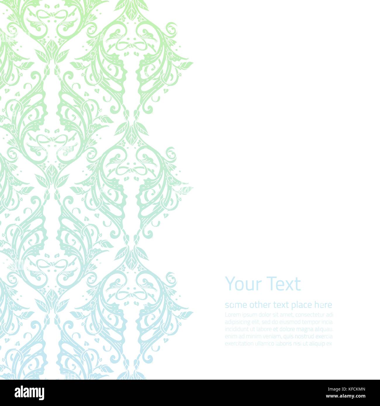 Vector ornate border boho background with copy space isolated on white ...