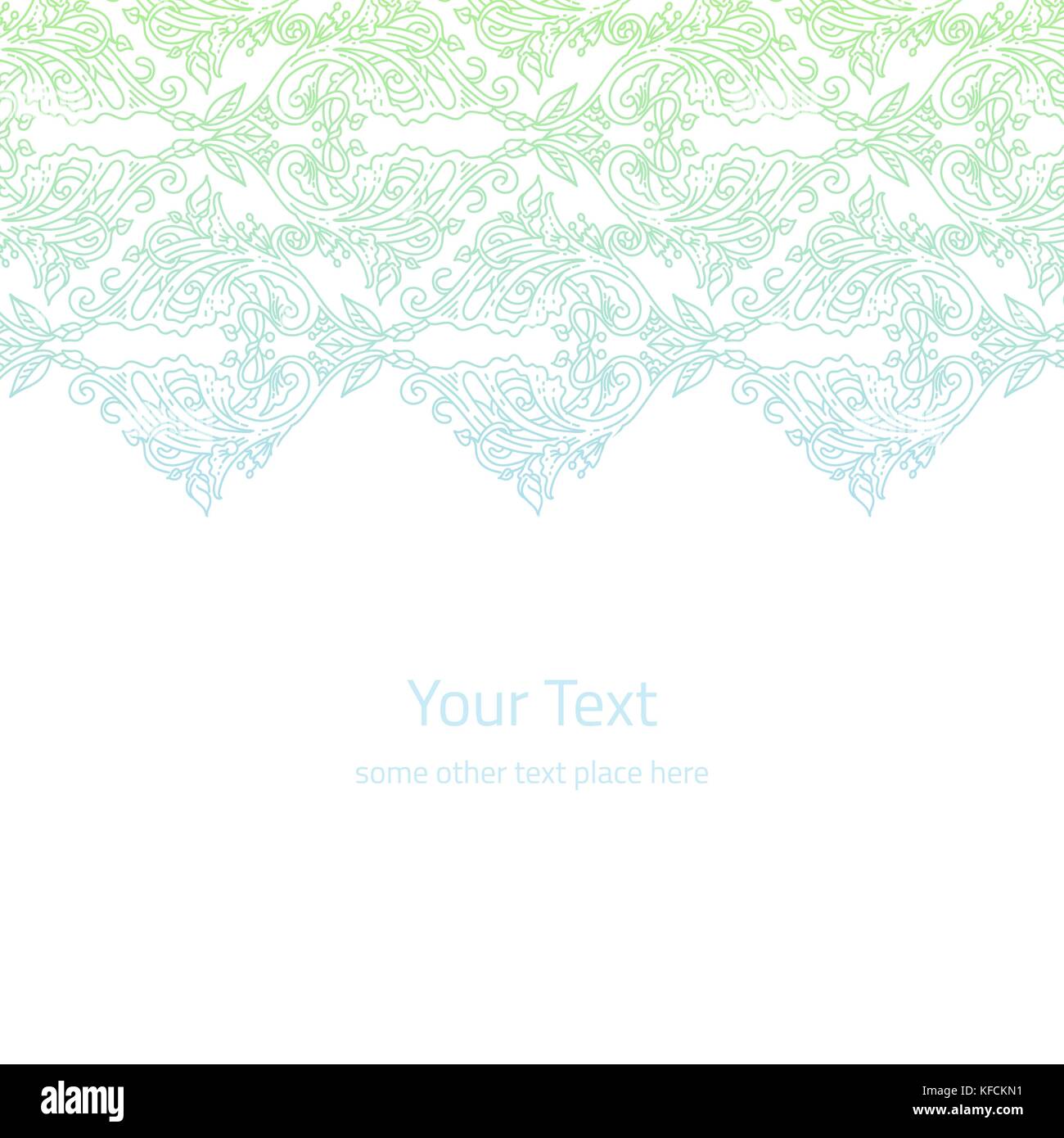 Vector ornate border boho background with copy space isolated on white ...