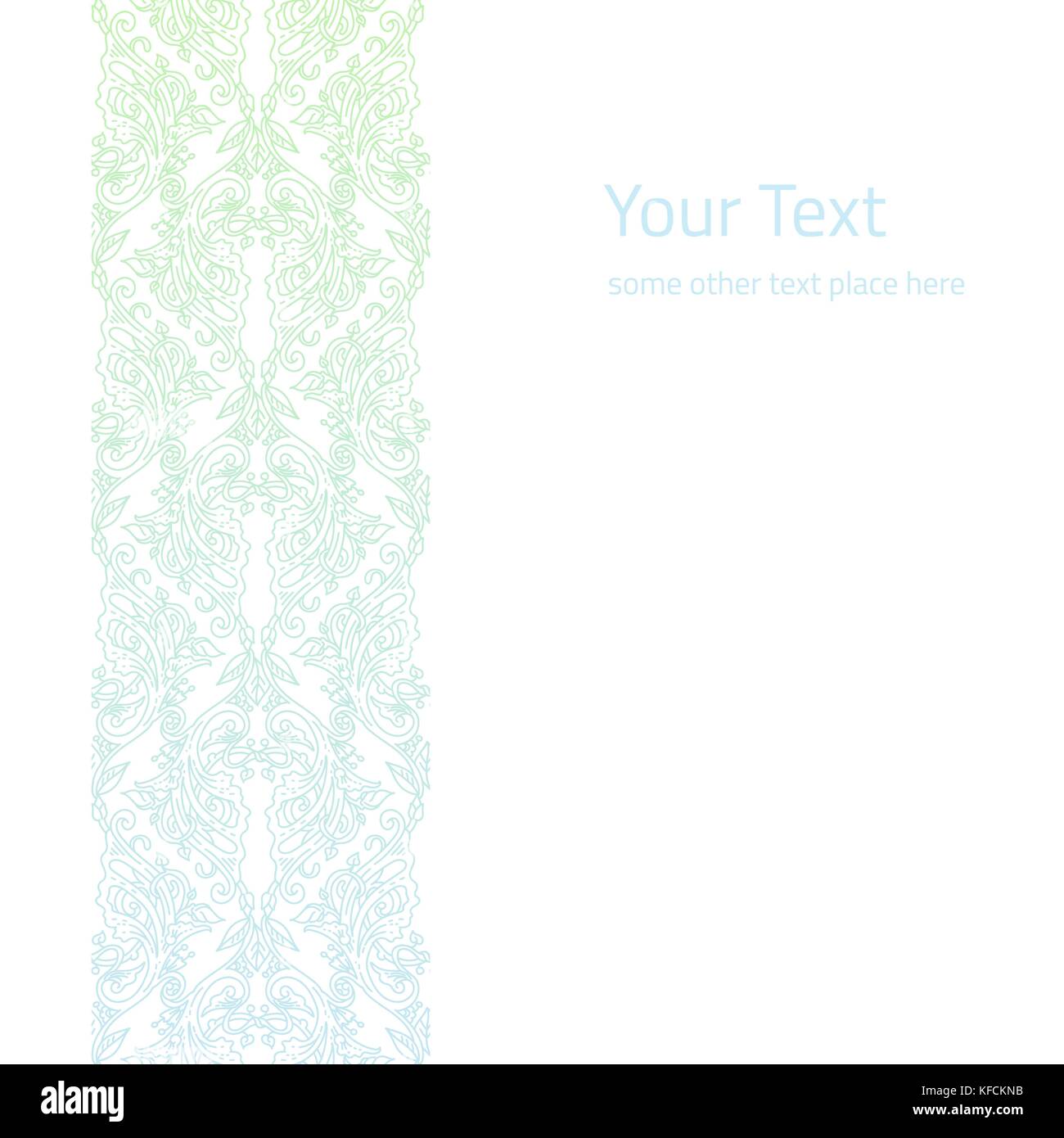 Vector ornate border boho background with copy space isolated on white ...