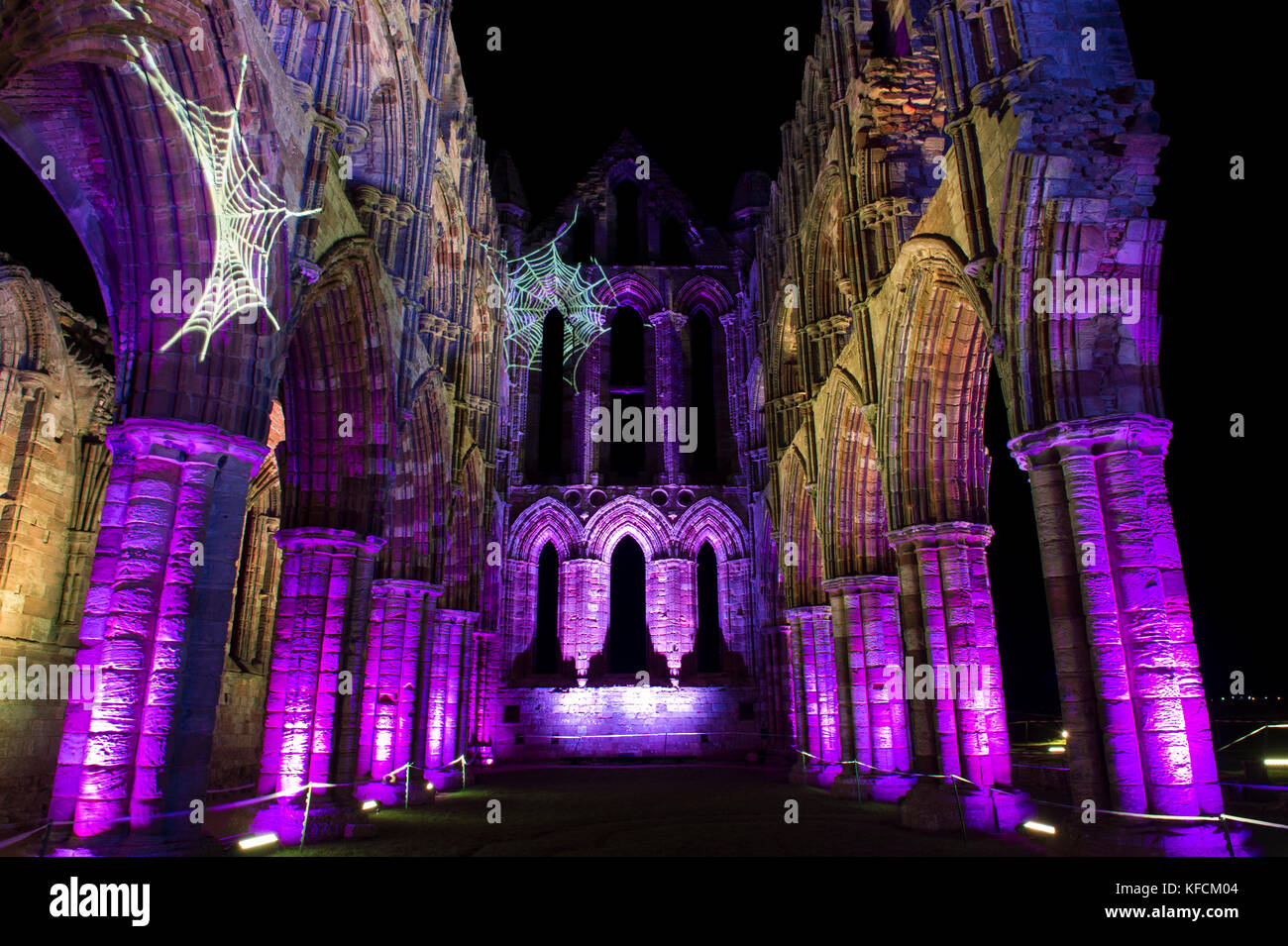 Illuminated Whitby Abbey in Whitby, North Yorkshire Stock Photo - Alamy