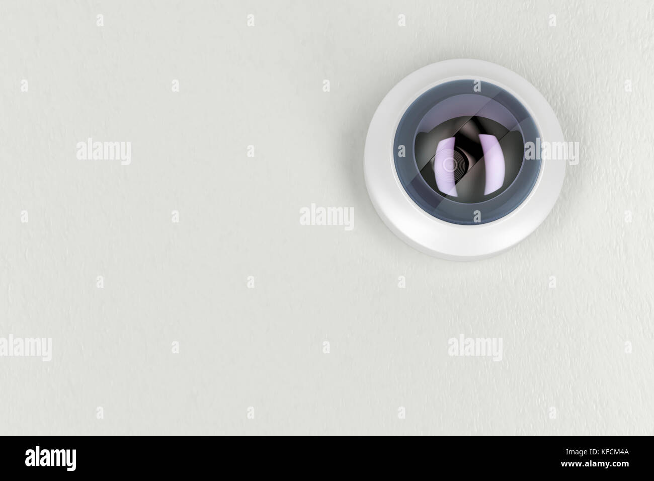 Bottom view of cctv camera on white ceiling Stock Photo - Alamy