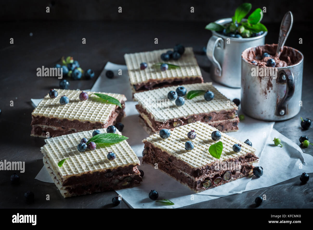 Homemade wafers made of fresh berries and chocolate Stock Photo - Alamy