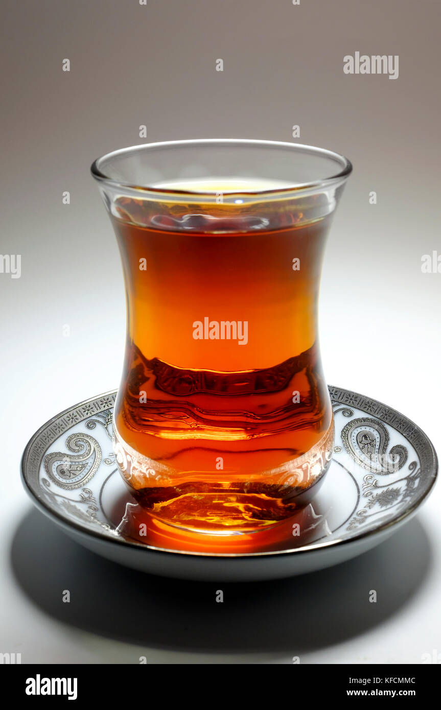 Tea in Azerbaijani traditional armudu glass Stock Photo - Alamy