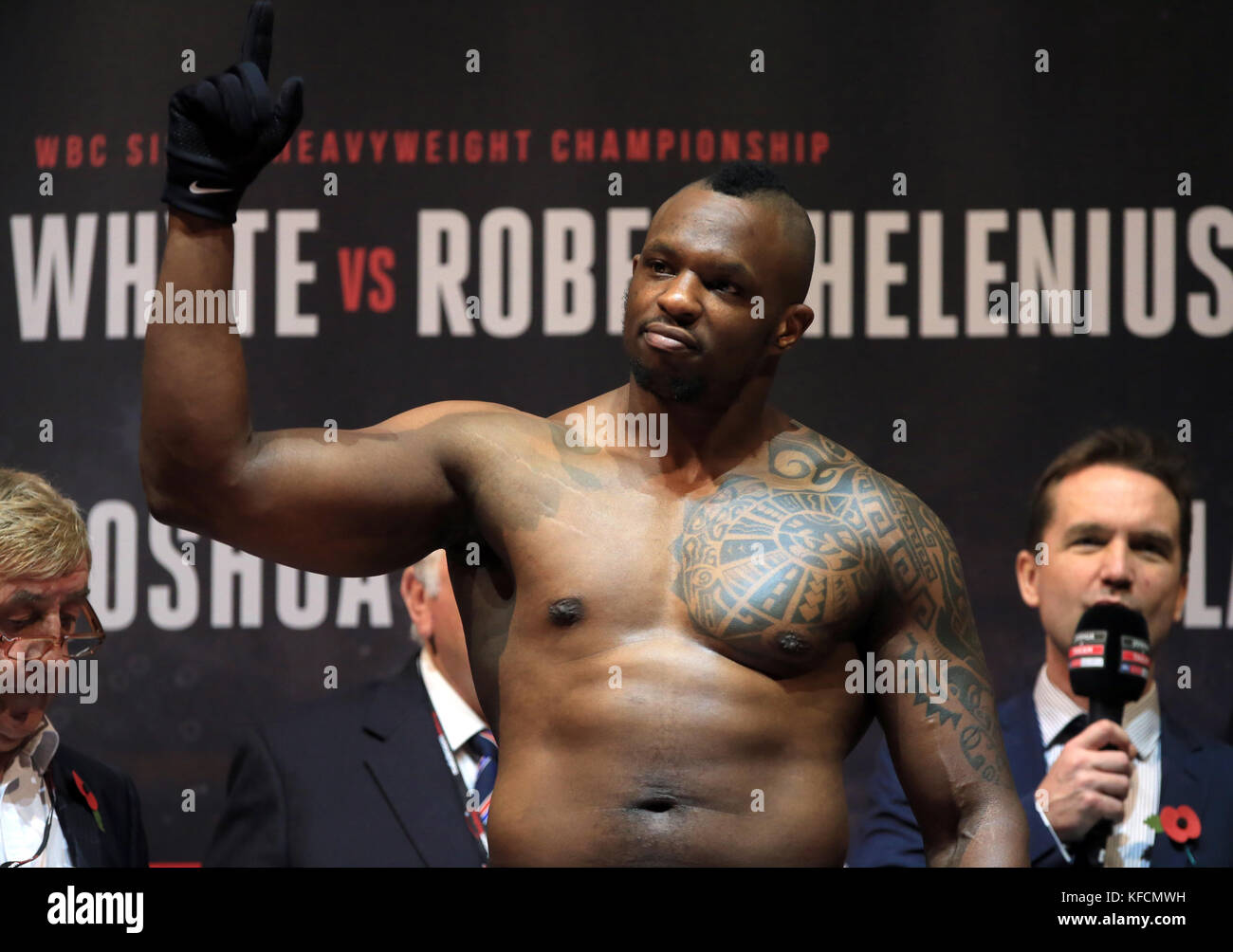 Dillian Whyte during the weigh-in at Motorpoint Arena Cardiff Stock ...